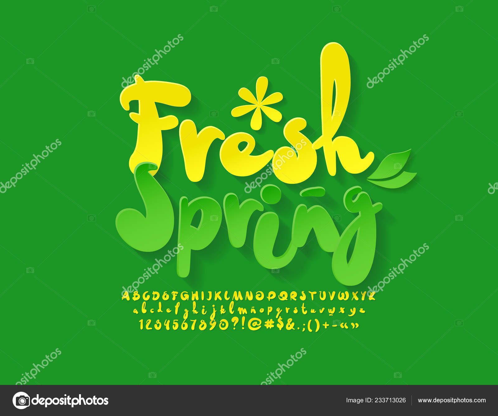 Vector Bright Emblem Fresh Spring Handwritten Font Set Playful Alphabet ...