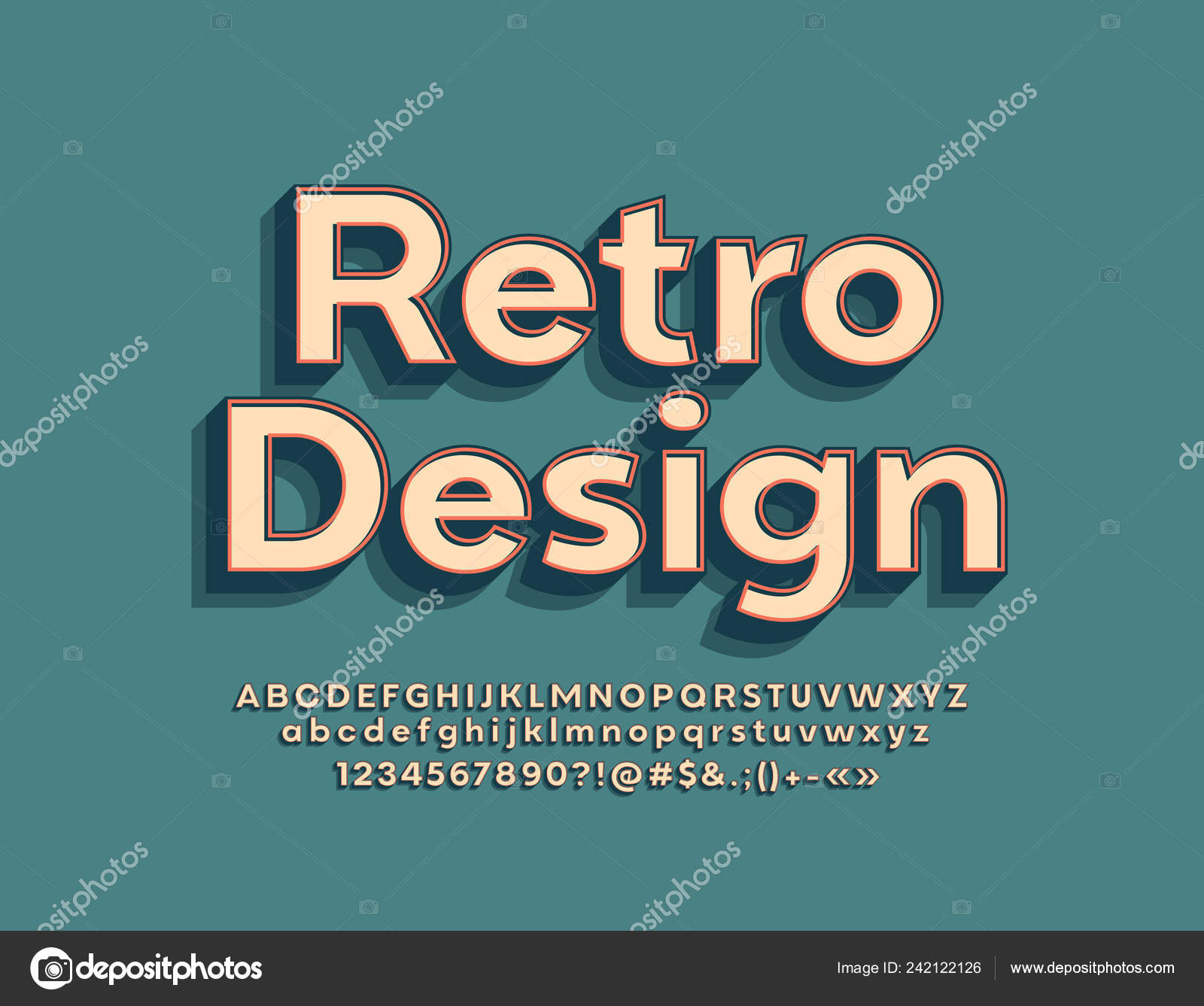 Vector Retro Design Alphabet Letters Numbers Symbols Vintage Stylish ...