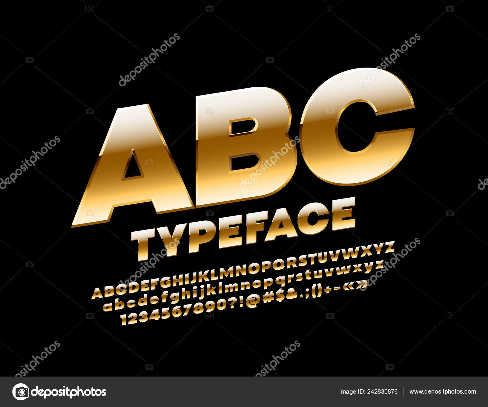 Vector Chic Golden Font Letras Números Símbolos Alfabeto Estilo Rico ...