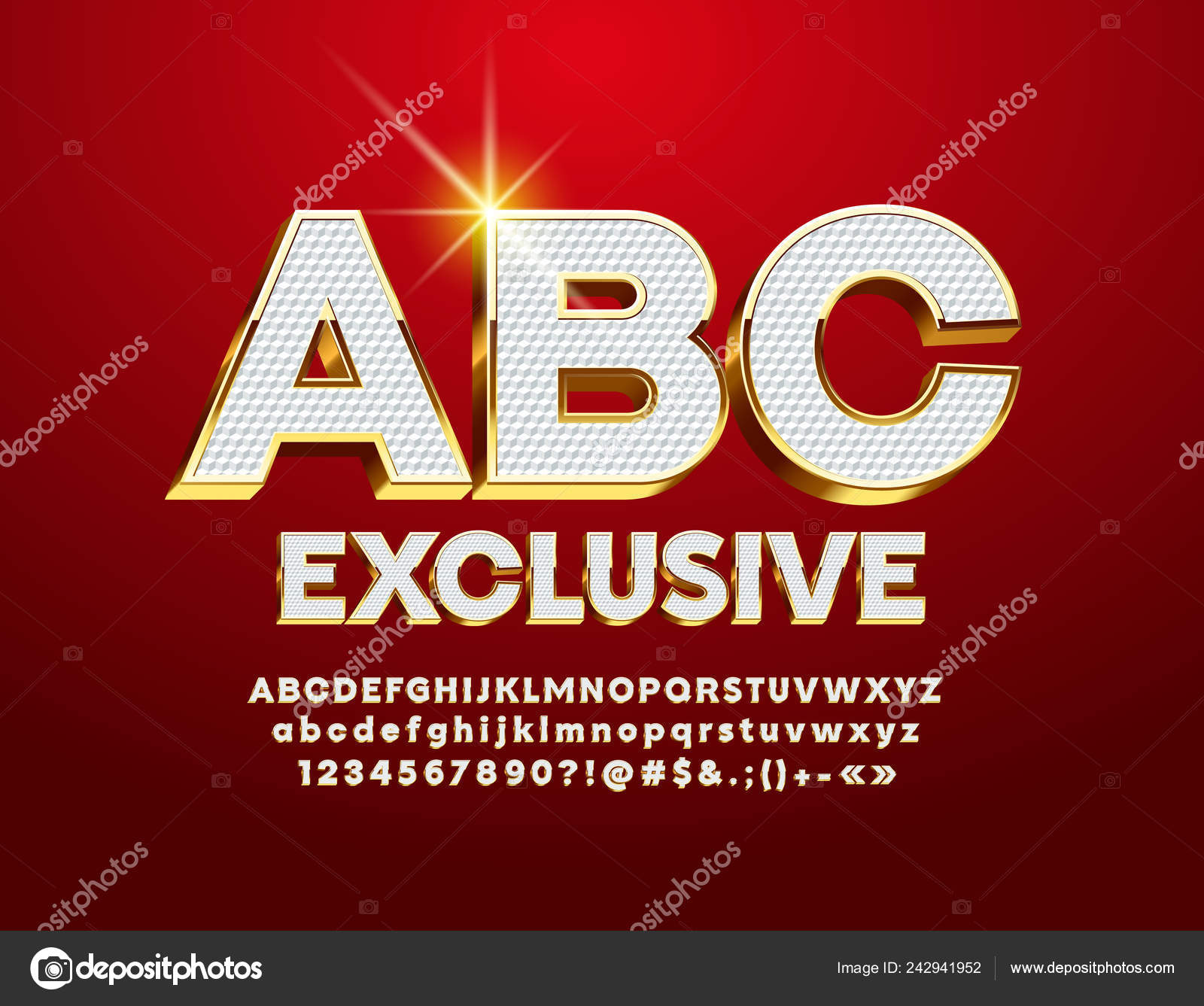 Vector Exclusive White Golden Font Chic Royal Alphabet Letters Numbers ...