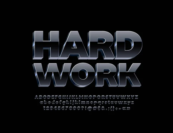 Logotipo vectorial Trabajo duro con fuente negra y plata brillante ...