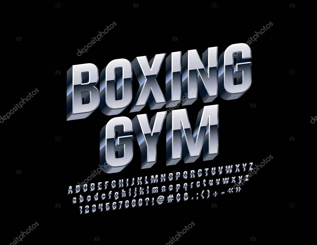 Vector Silver emblema Boxeo Gimnasio con letras del alfabeto en 3D ...