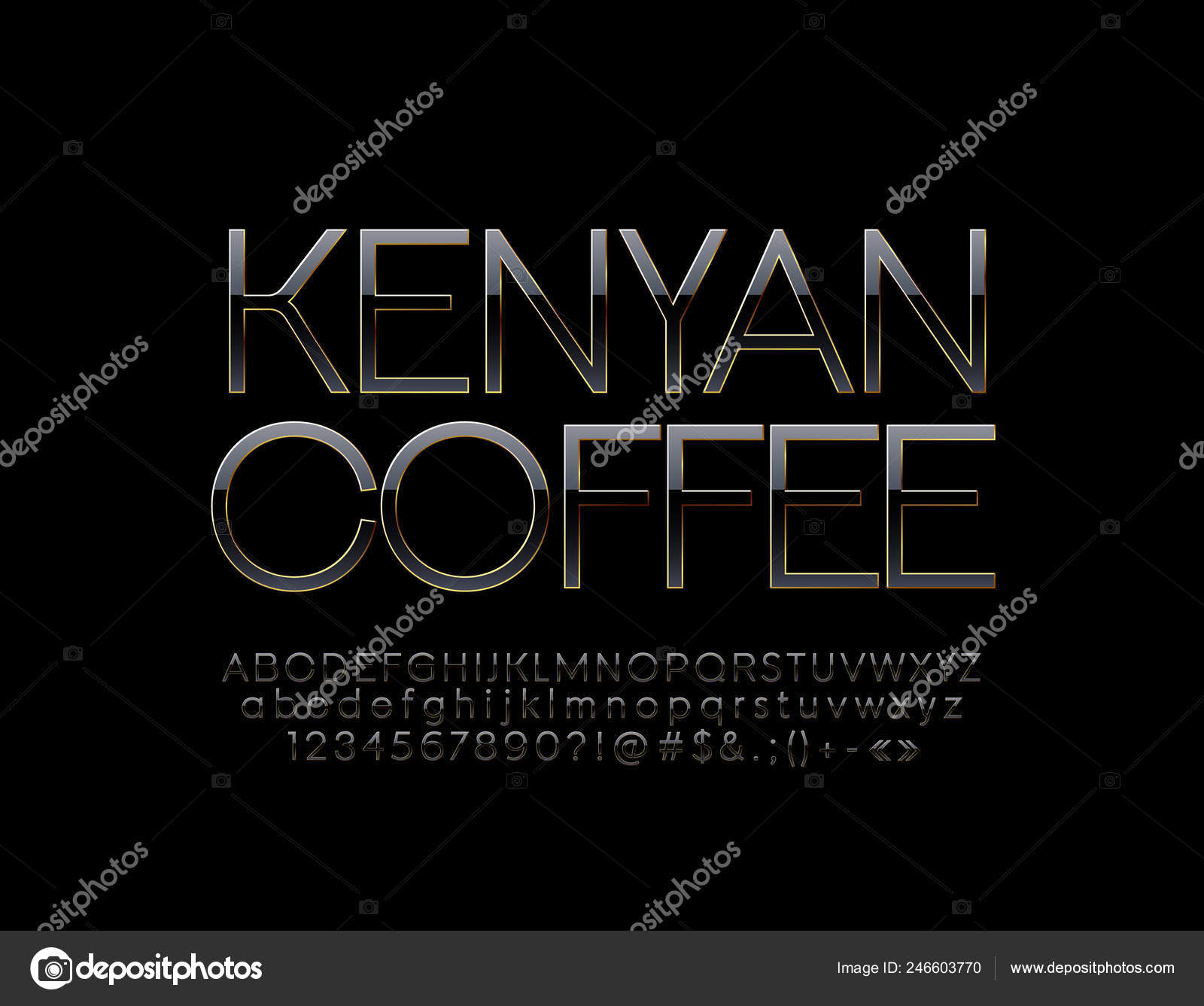 Vector Chic Emblem Kenyan Coffee Black Golden Font Unique Shine Stock ...