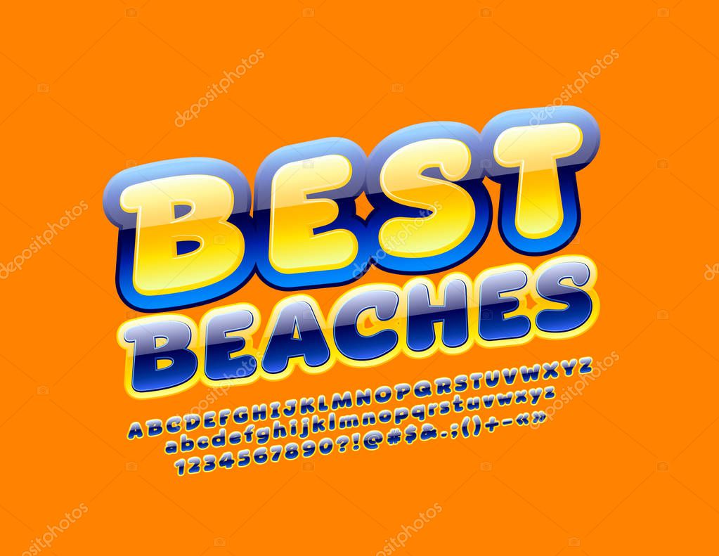 Vector brillante signo mejores playas. Letras, números y símbolos ...