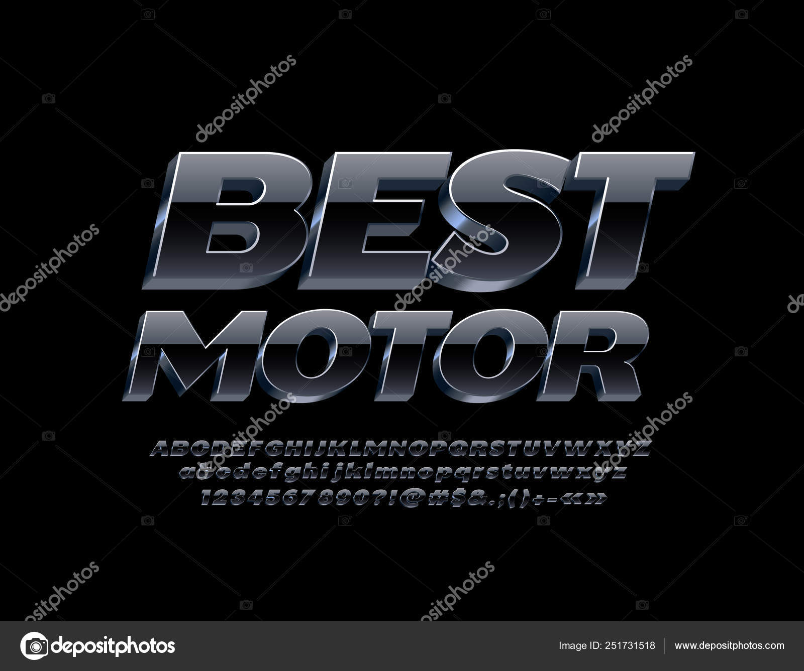 Vector Modern Logo Best Motor Black Silver Alphabet Letters Numbers ...