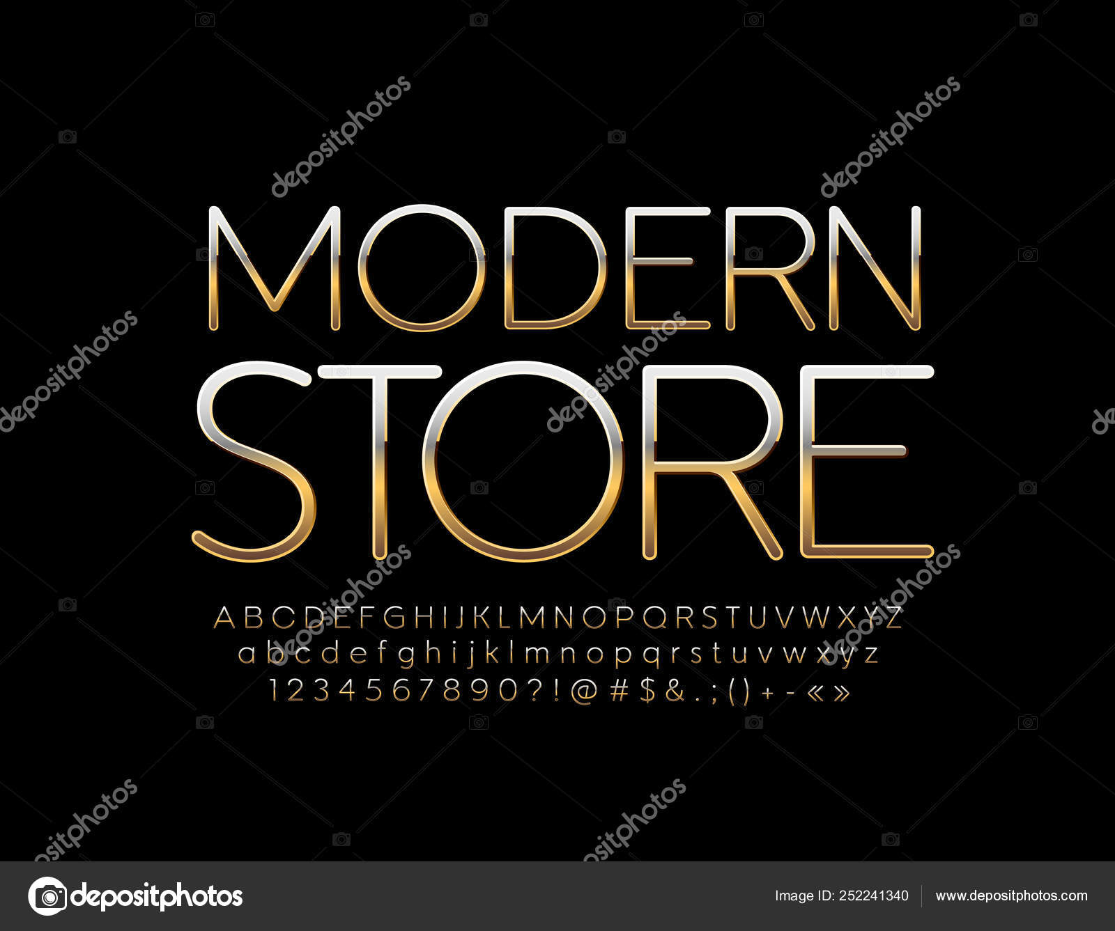 Vector Golden Bright Font Emblem Modern Store Luxury Alphabet Letters ...