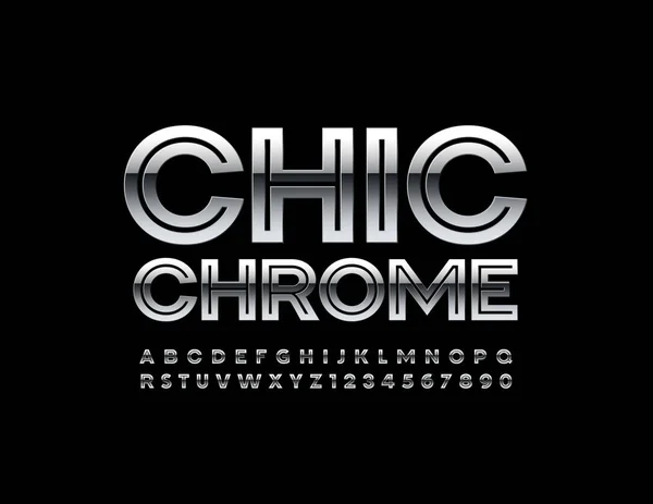 Vetor Cromado Estilo Moderno Alfabeto Letras Números Símbolos Pontuação ...
