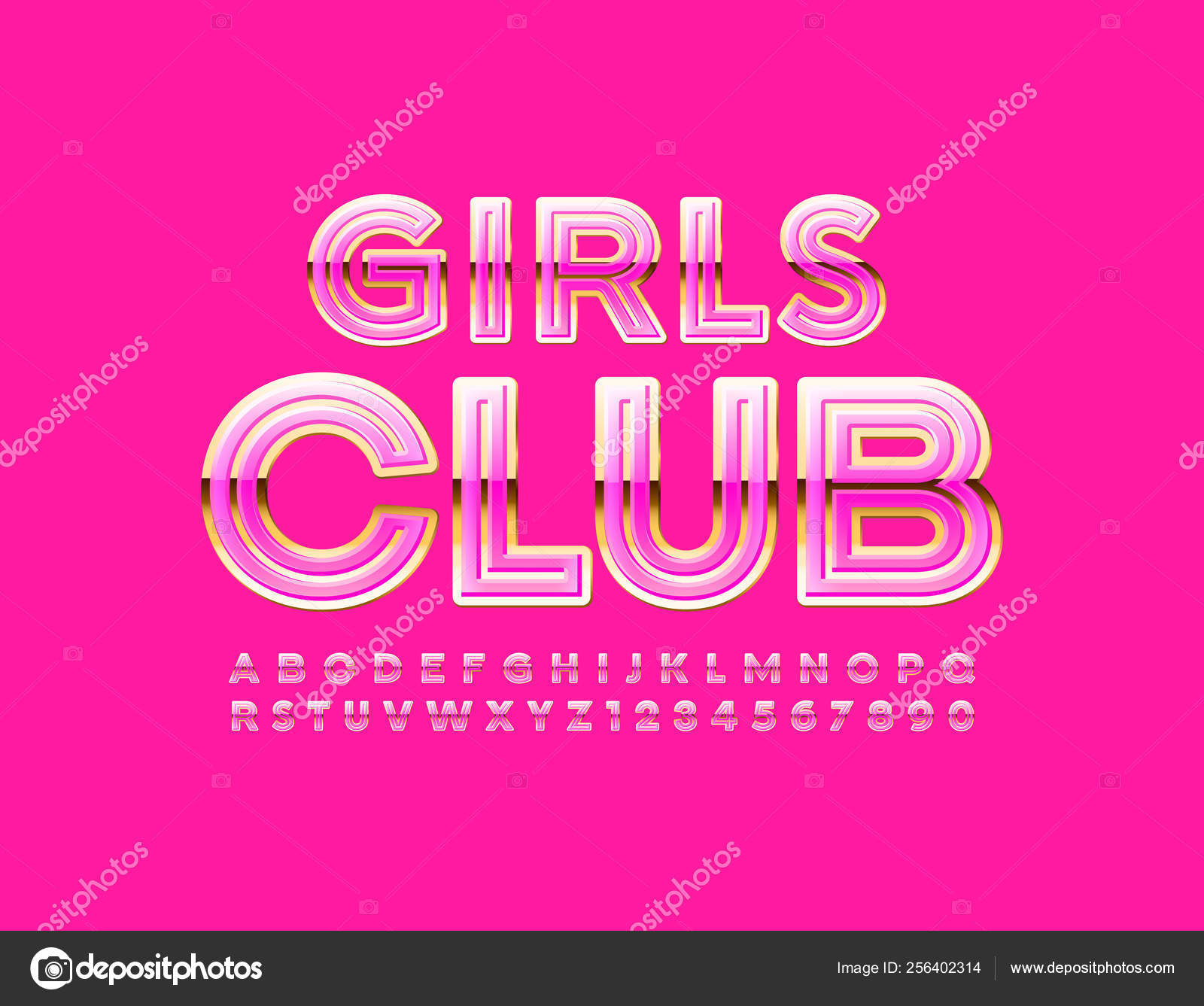 Vector Glamour Label Girls Club Pink Golden Glossy Font Luxury Stock ...