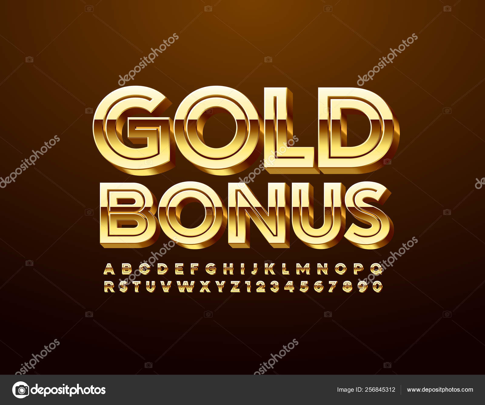 Vector Luxury Banner Gold Bonus Modern Font Exclusive Alphabet Chic ...