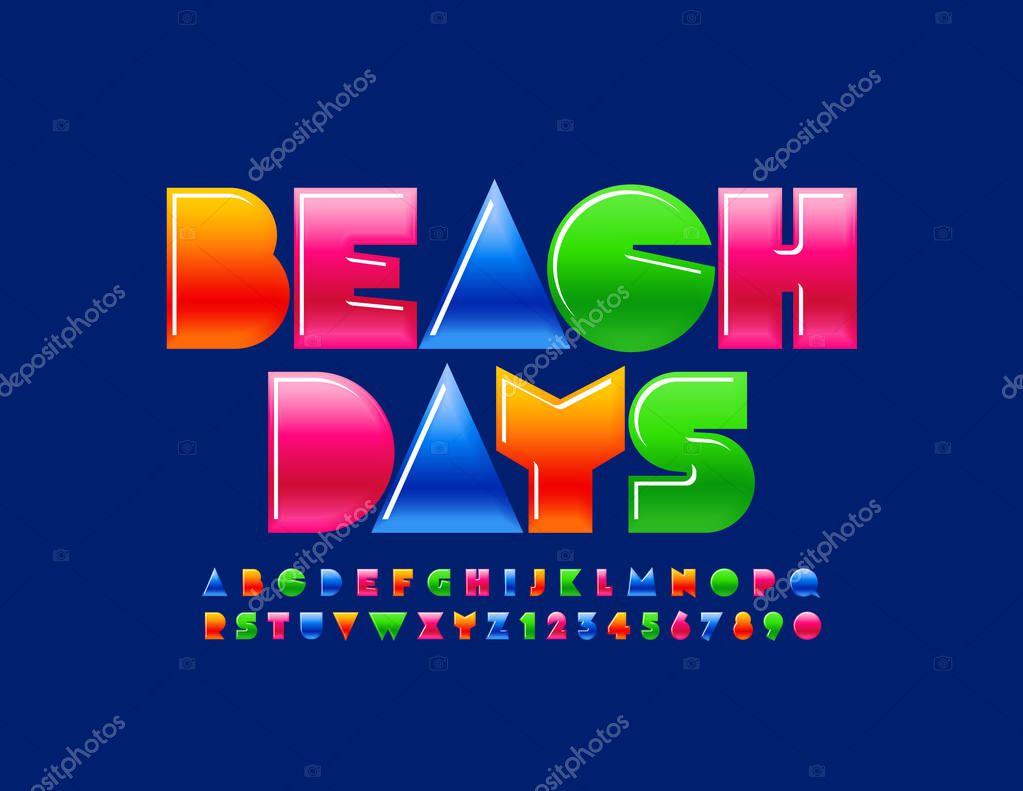 Vector moderno banner Beach Days. Fuente brillante colorido. Letras ...