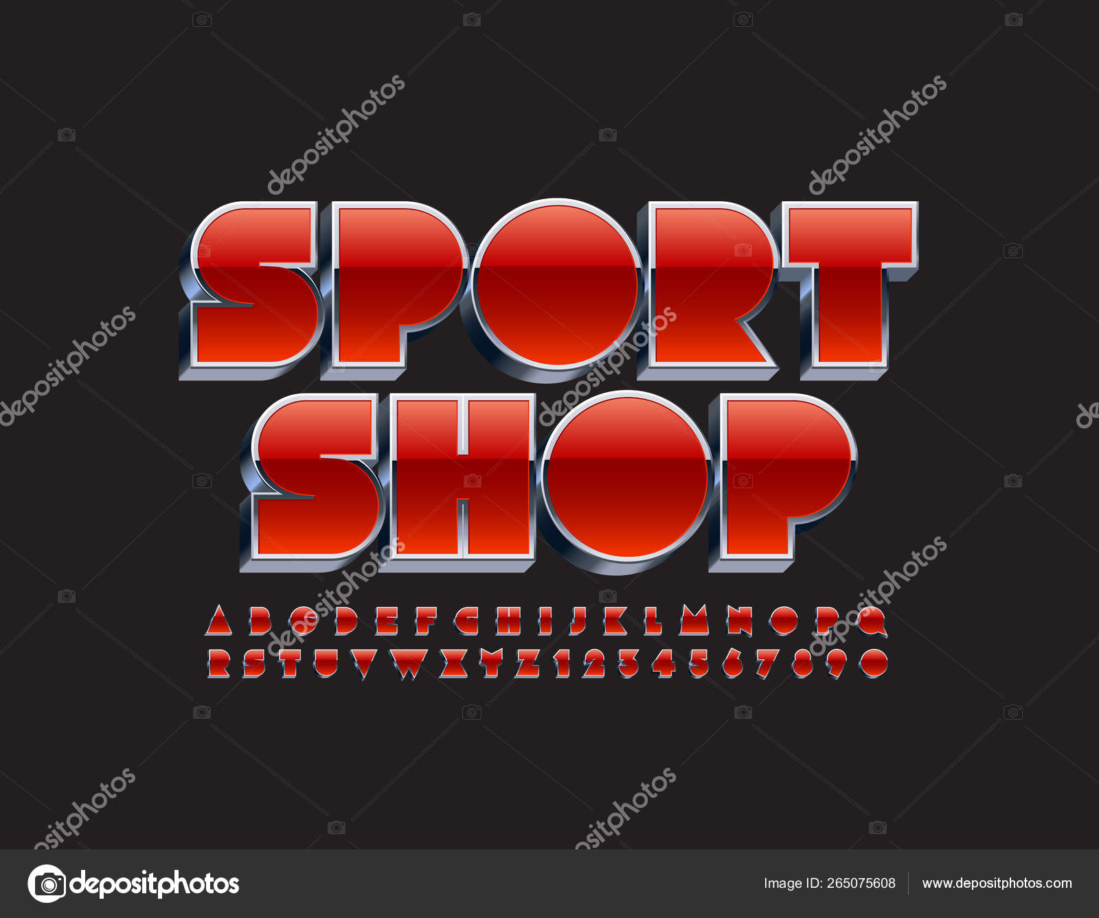 Vector Stylish Emblem Sport Shop Modern Font Red Silver Alphabet Stock ...