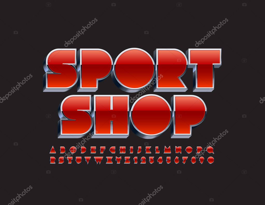 Vector elegante emblema Sport Shop con la moderna fuente 3D. Alfabeto ...