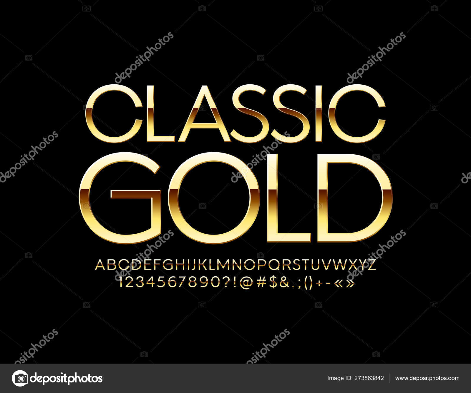 Vector Classic Gold Alphabet Set Premium Rich Font Elegant Letters ...