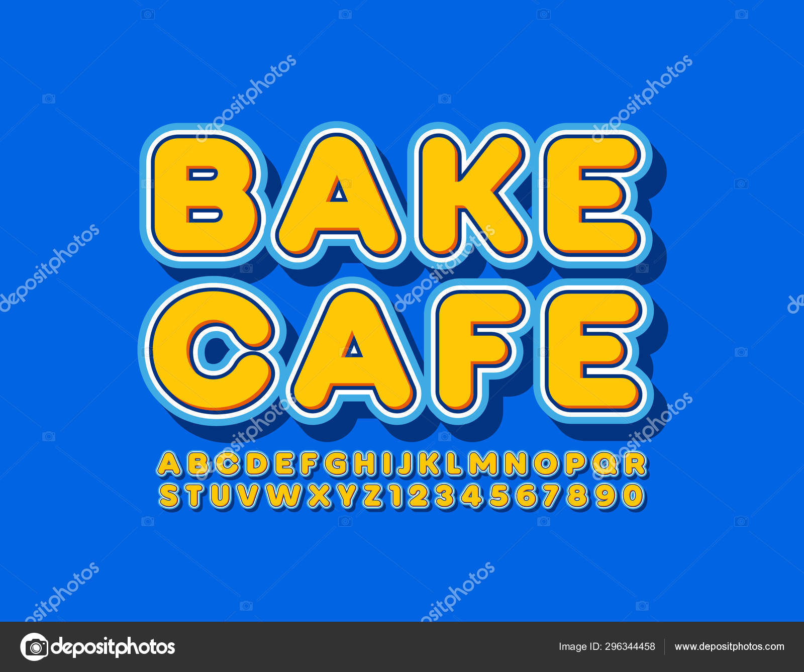 Vector Creative Sign Bake Cafe Colorful Font Bright Modern Alphabet ...