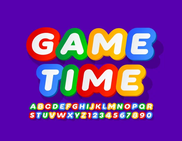 Vector creative sign Game Time with Bright Alphabet Letters and Numbers ...