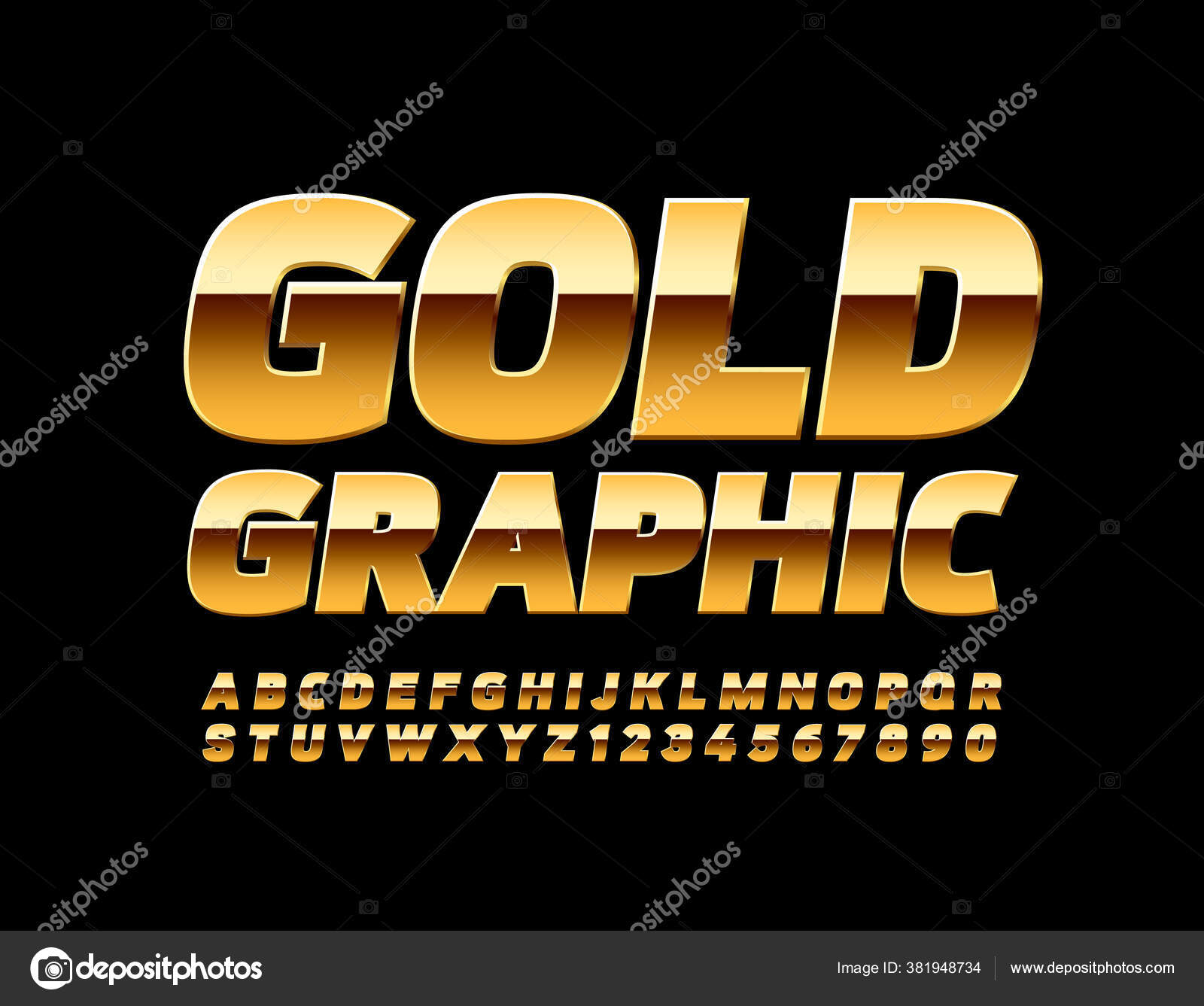 Vector Golden Font Chic Alphabet Letters Numbers Stock Vector by ...