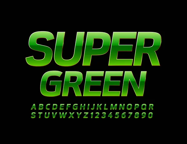 Vector Bold Green Gold Alphabet Letters Numbers Set Uppercase Font ...