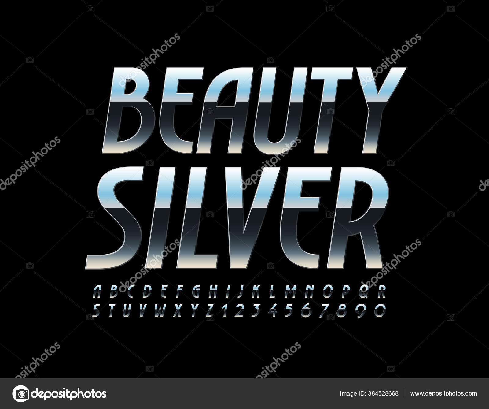 Vector Beautiful Silver Alphabet Letters Numbers Metallic Elegant Font ...