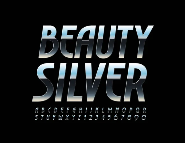 Vector Metallic Mirror Effect Font Reflective Silver Luxury Alphabet ...