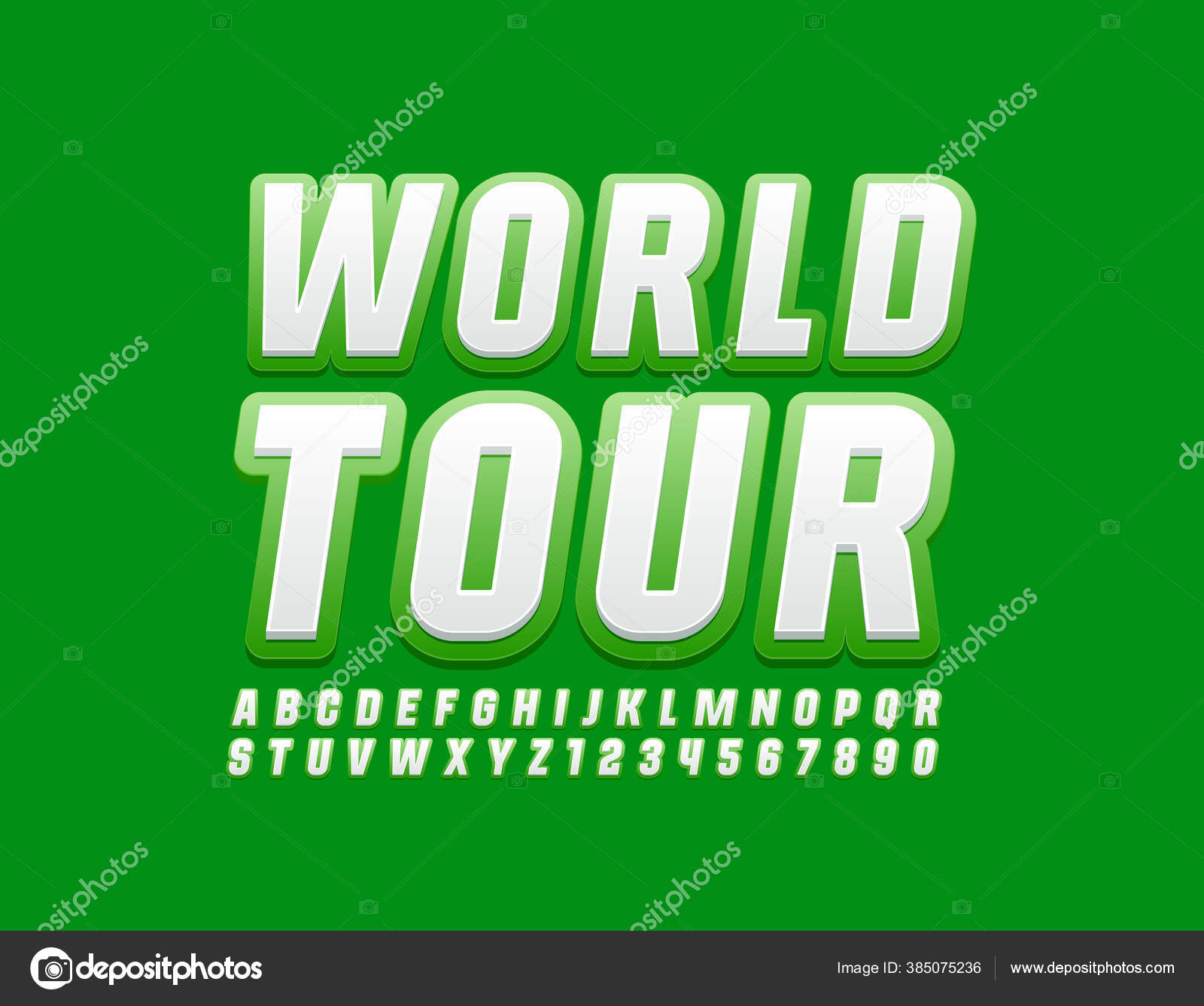 Vector Trendy Logo World Tour White Green Font Bright Alphabet Stock ...