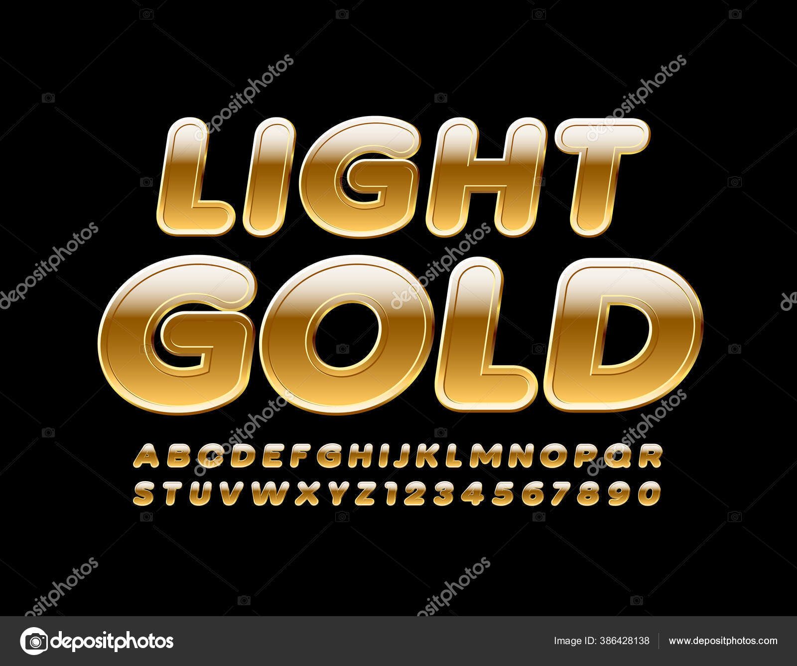 Vector Light Gold Alphabet Letters Numbers Rich Style Font Stock Vector ...