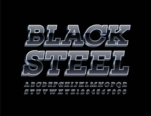 Vector Industrial Chrome Steel Font Glossy Metallic Alphabet Letters ...