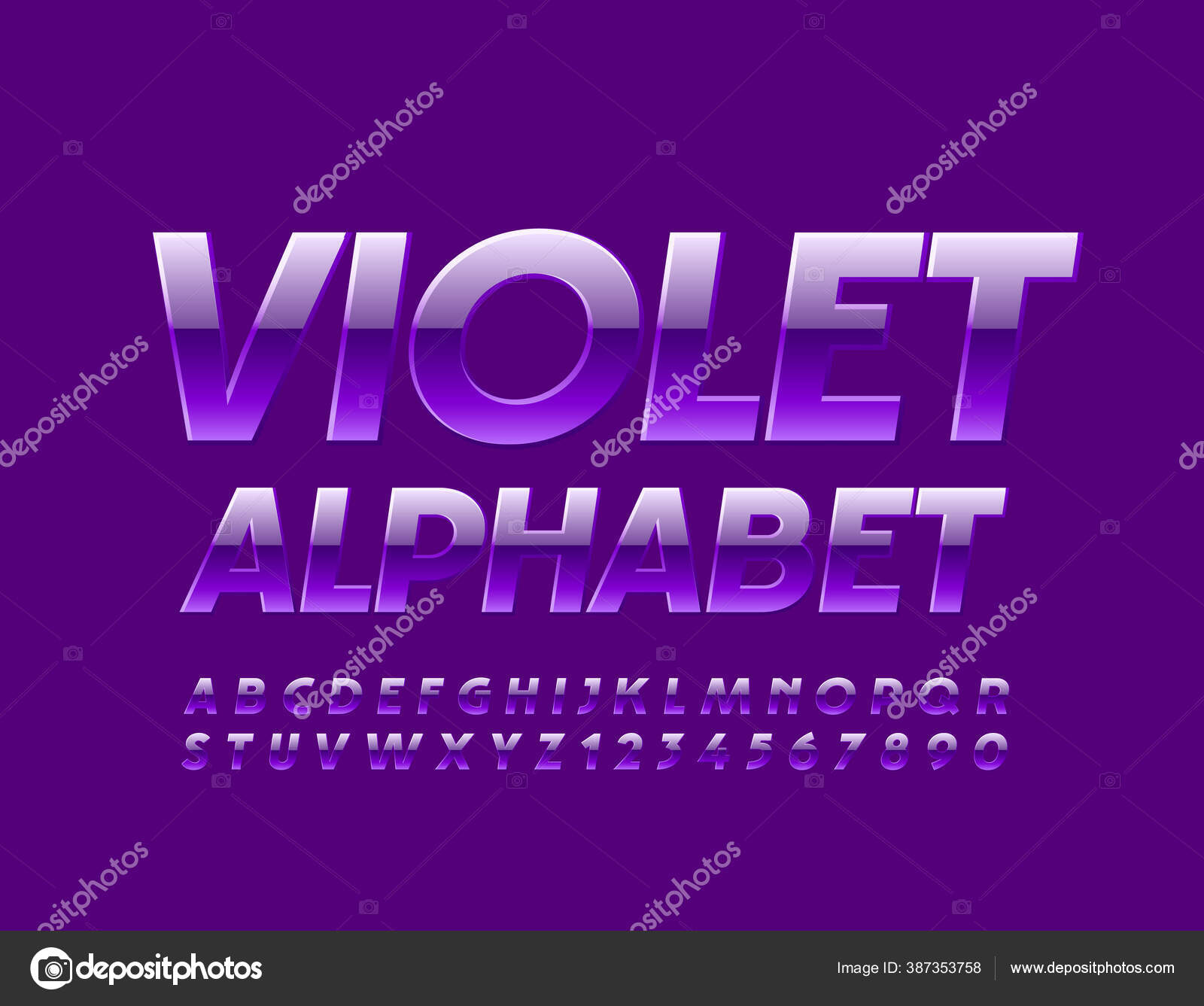 Vector Violet Alphabet Letters Numbers Glossy Modern Font Stock Vector ...