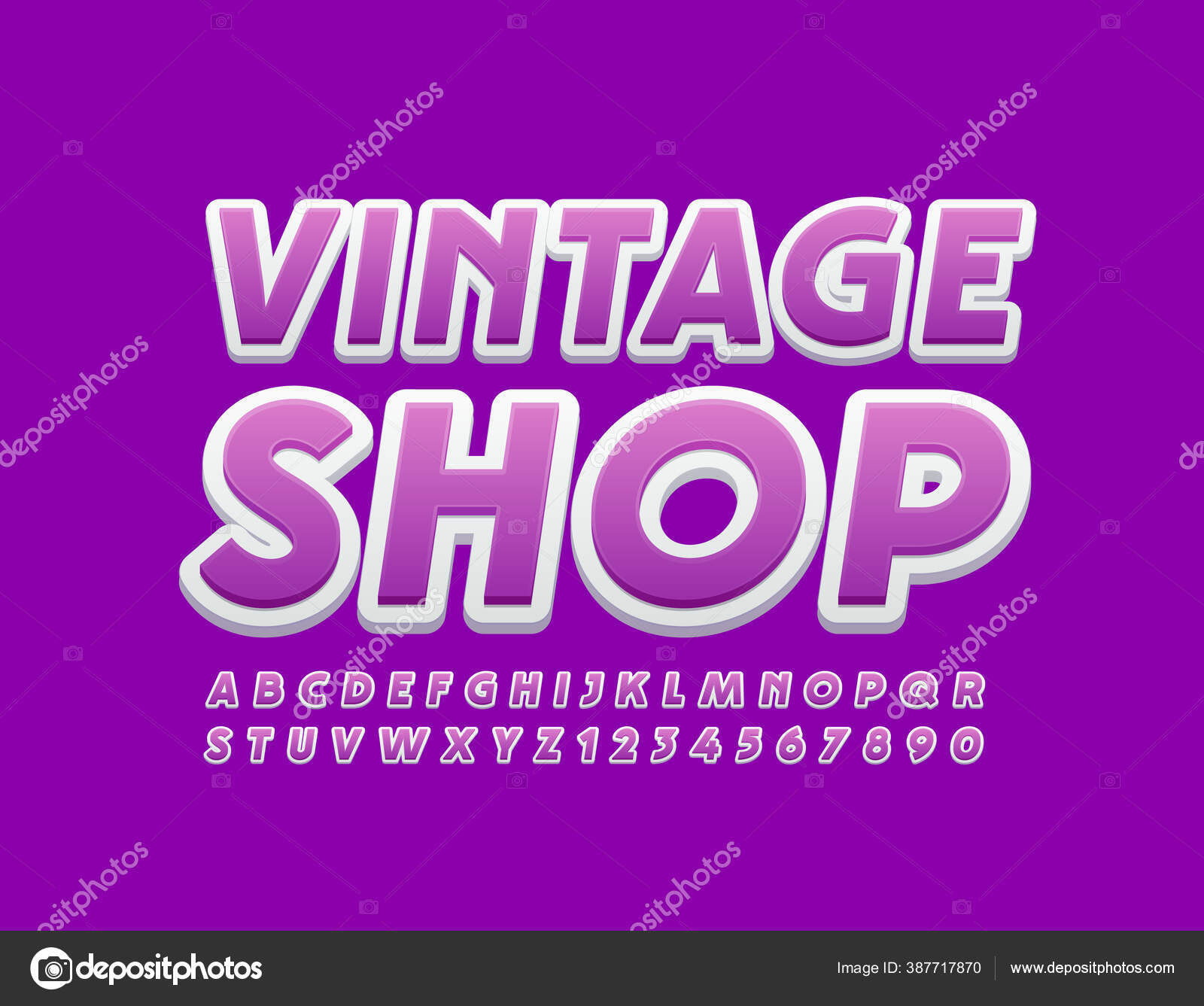 Vector Creative Logo Vintage Shop Alphabet Letters Numbers Violet Font ...
