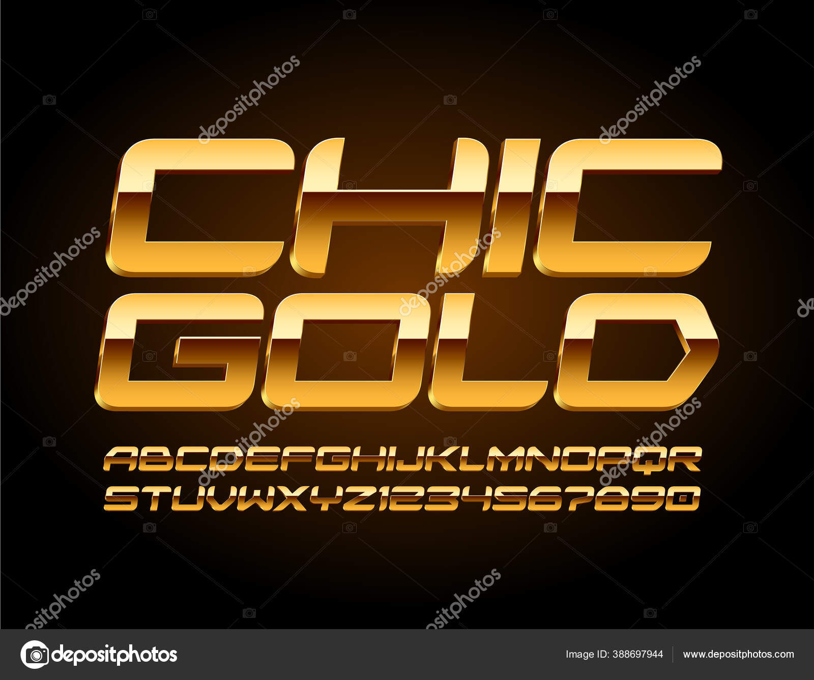 Vector Chic Gold Alphabet Fuente Lujo Moderno Tecno Estilo Letras ...