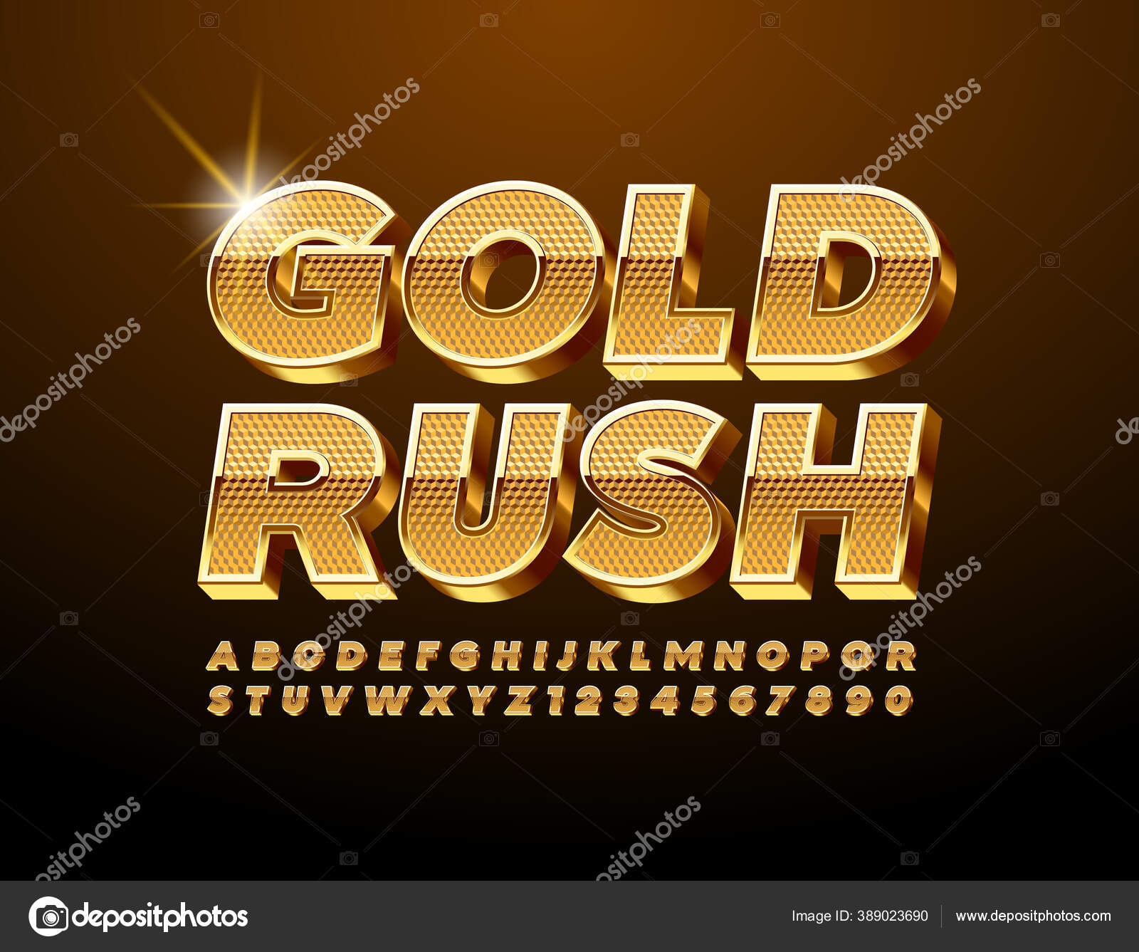 Vector Chic Sign Gold Rush Textured Font Luxury Shiny Alphabet Stock ...