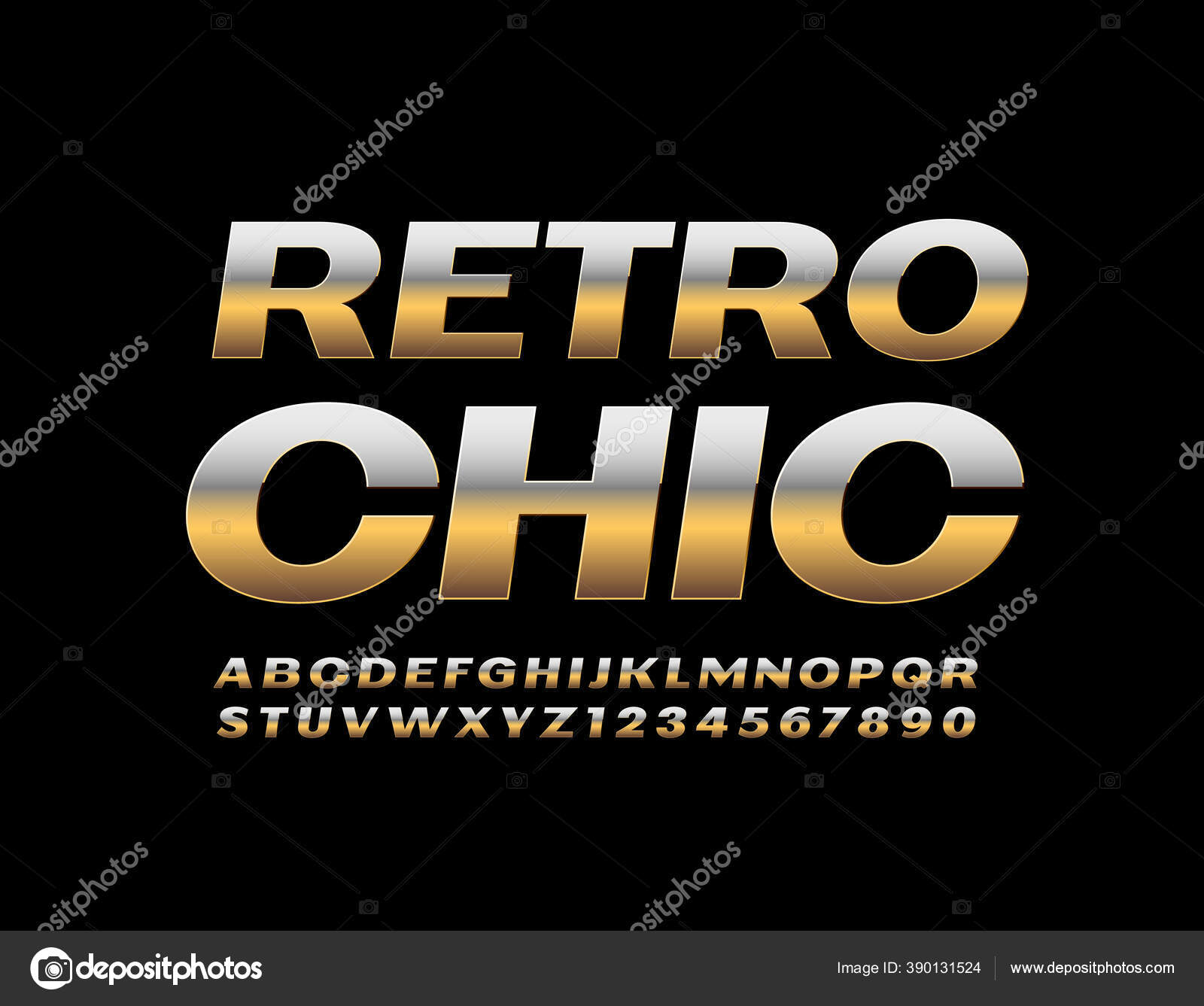 Vector Retro Chic Alphabet Set Gold Elite Font Metallic Luxury Stock ...