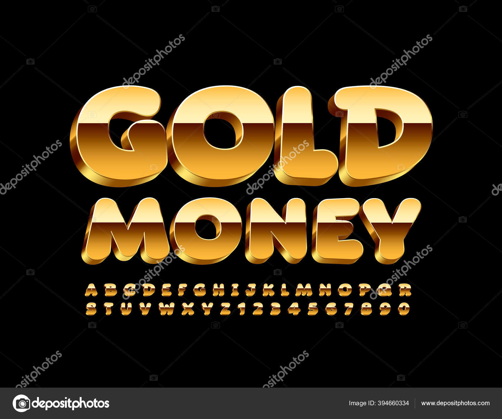Signo Brillante Vectorial Gold Money Fuente Lujo Letras Números ...
