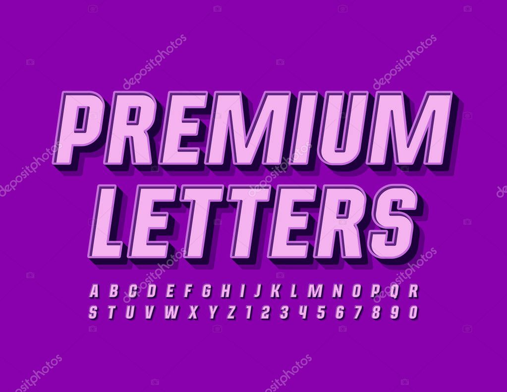Vector Violeta Letras Números Del Alfabeto Premium Fuente Moda Vector ...