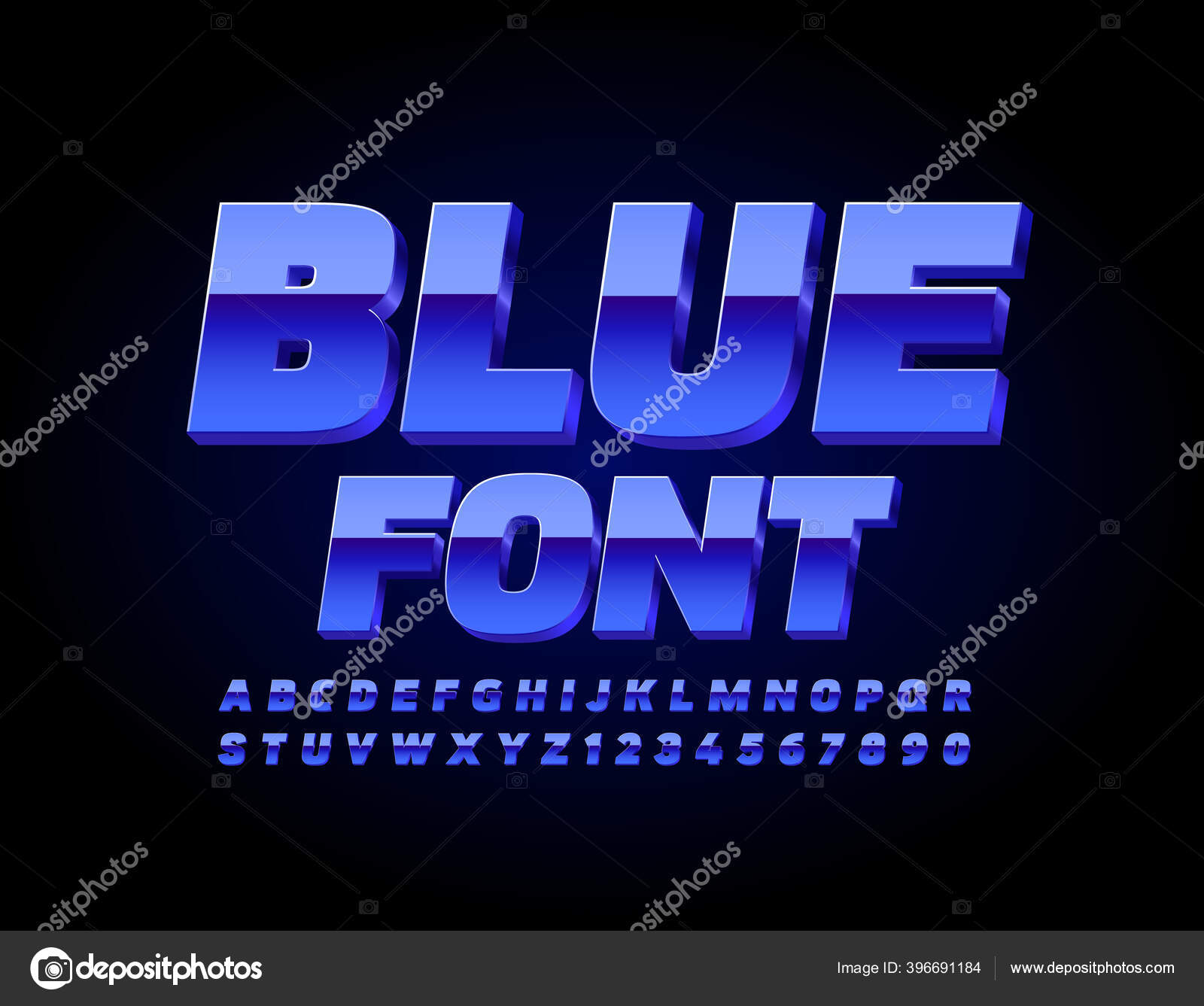 Vector Blue Font Metallic Alphabet Letters Numbers Stock Vector by ...