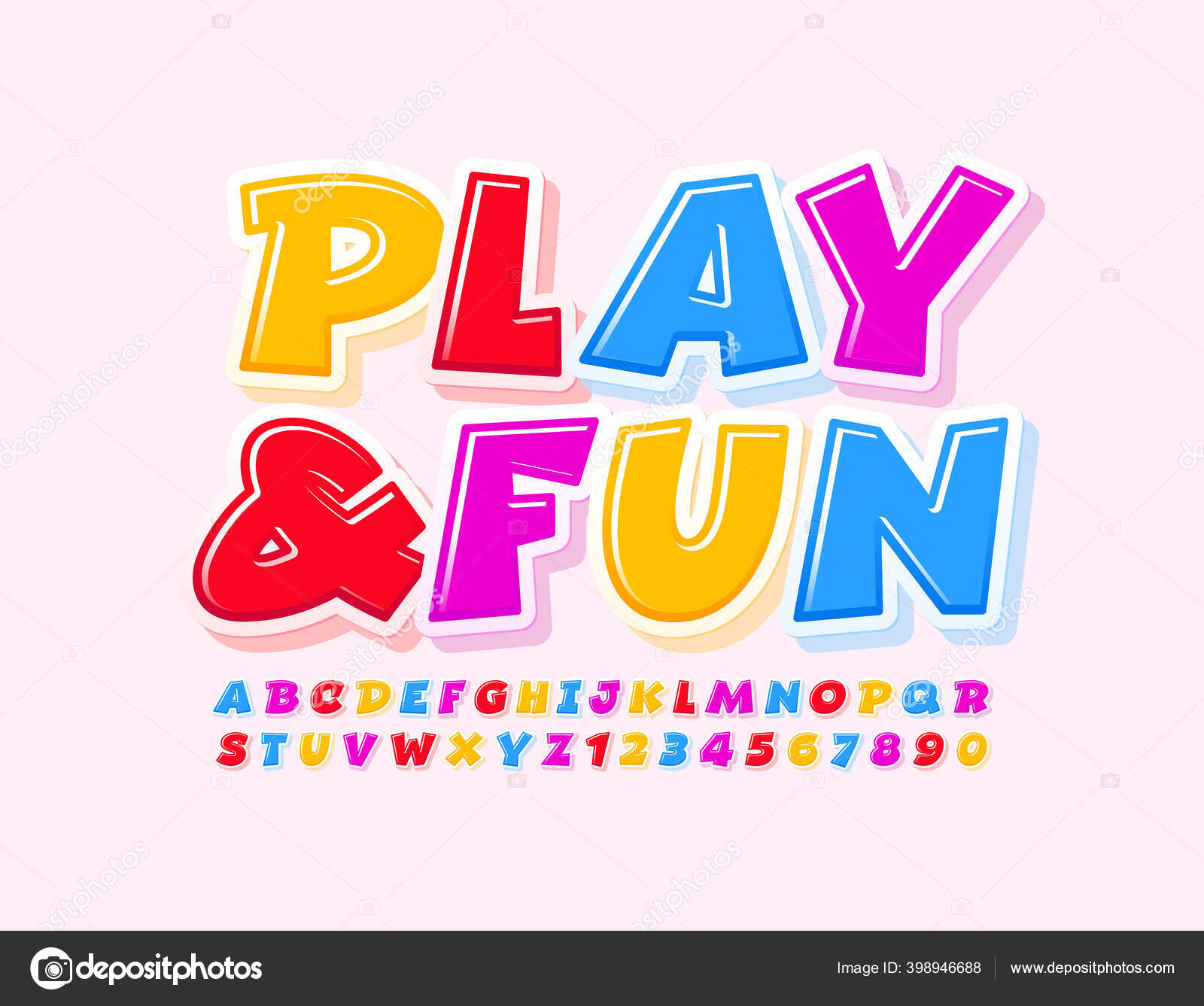 Vector Kids Entertainment Template Logo Play Fun Colorful Font Bright ...