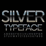 Silver Glossy Font Vector Set Steel Alphabet Letters Numbers Symbols ...