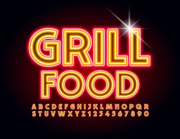 Signo vectorial Grill Food for Menu, Invitación, Flyer. Fuente de neón ...