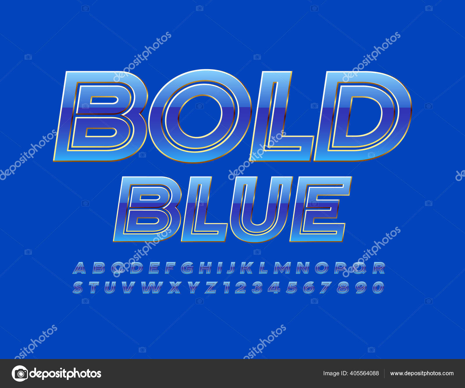 Vector Bold Blue Gold Font Glossy Premium Alphabet Elite Modern Stock ...