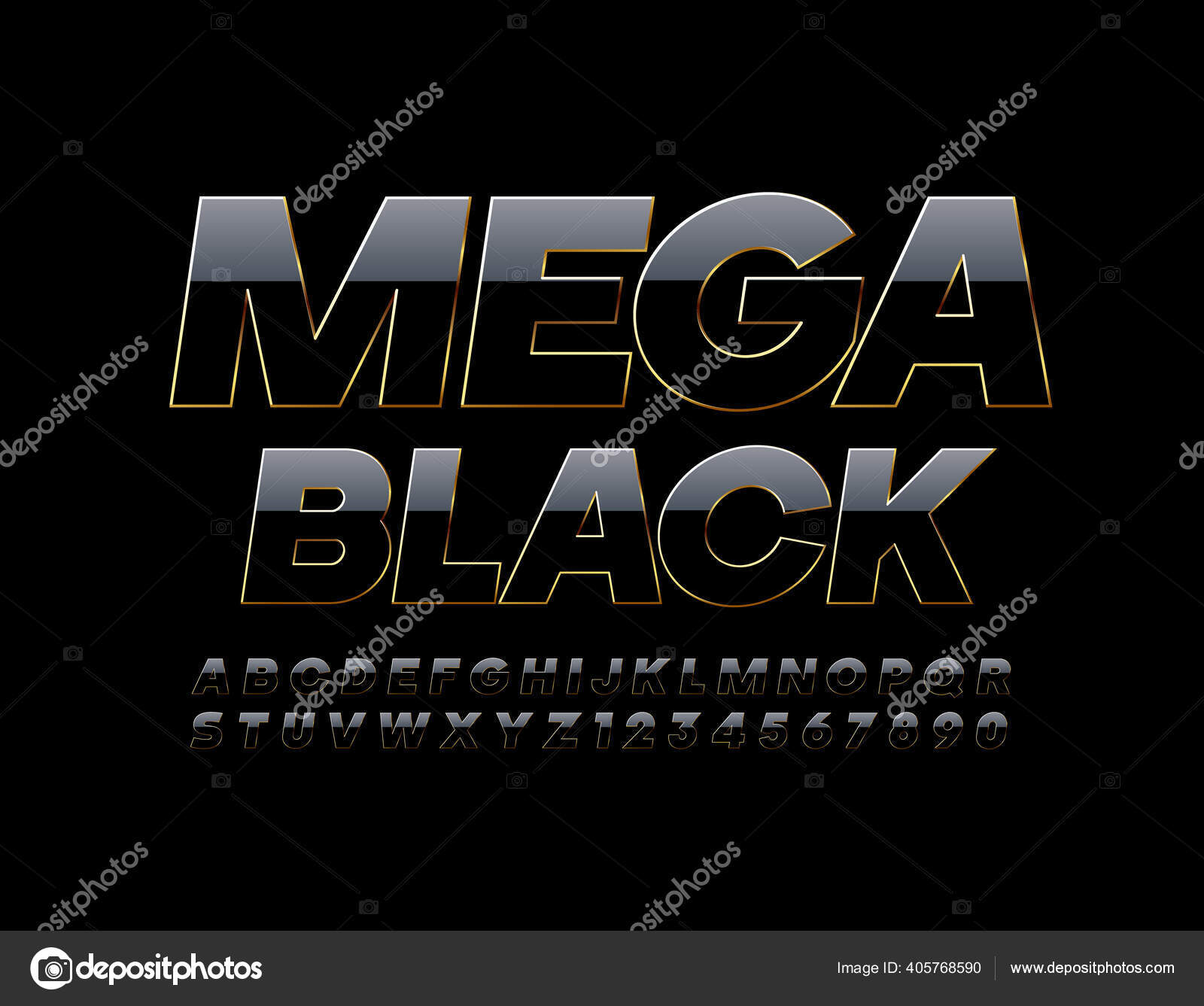 Vector Mega Black Gold Font Glossy Rich Alphabet Shiny Luxury Stock ...