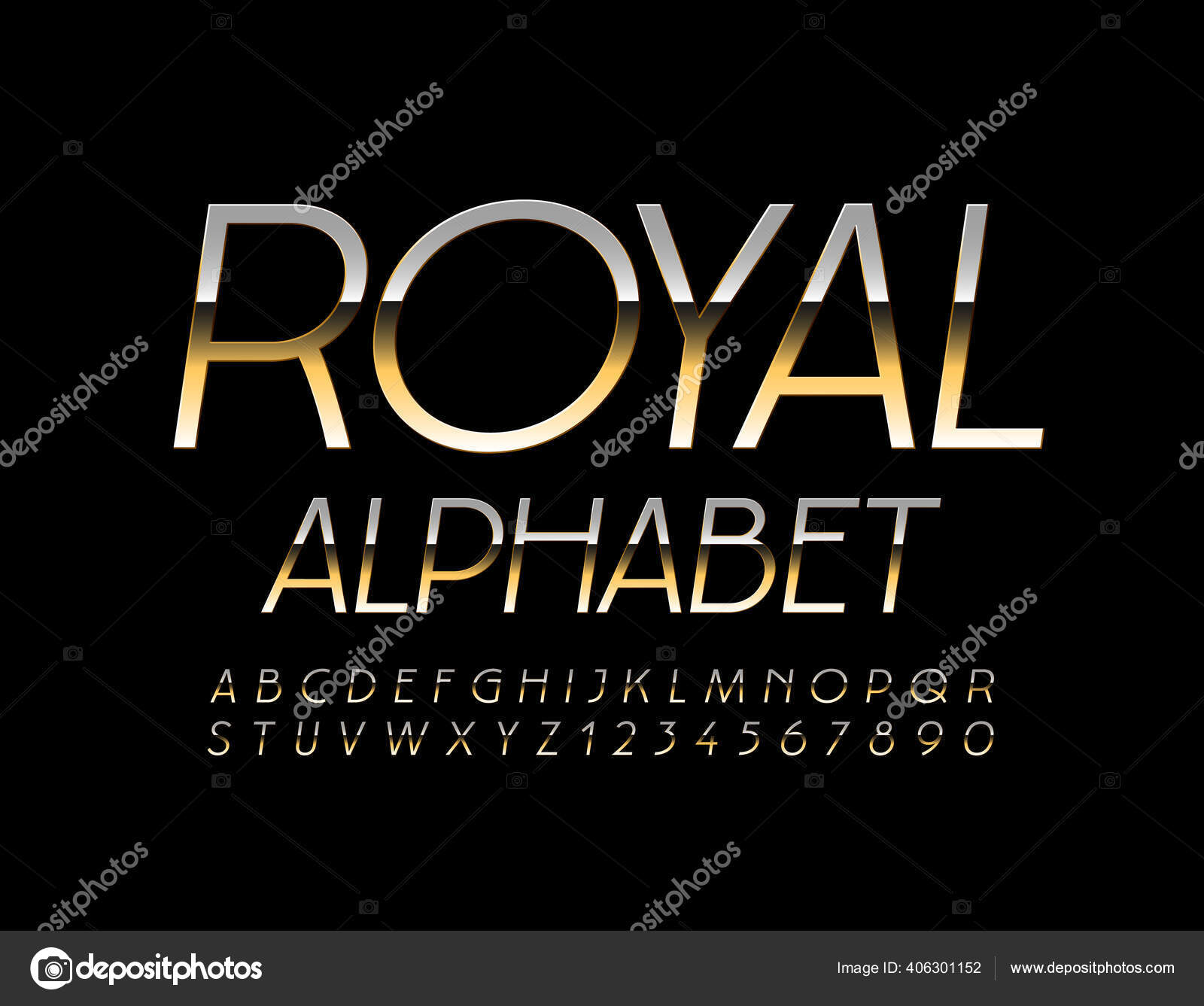 Vector Royal Alphabet Gold Metallic Font Elegant Glossy Glamour Letters ...