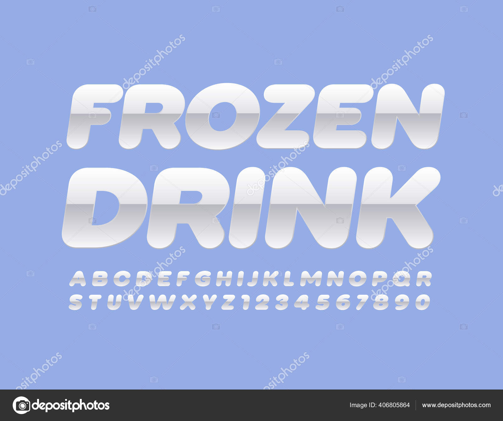 Vector Iced Sign Frozen Drink Modern Glossy Font Set White Stock Vector ...