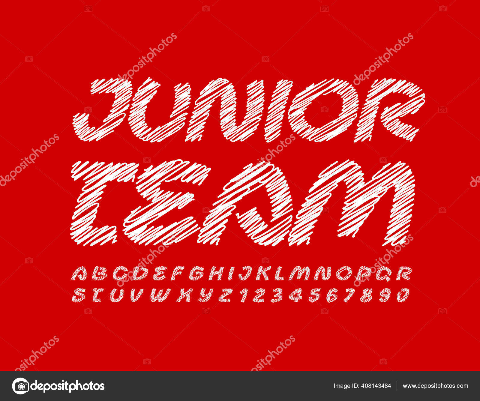 Vector Sketch Sign Junior Team White Chalk Font Drawing Creative Stock ...