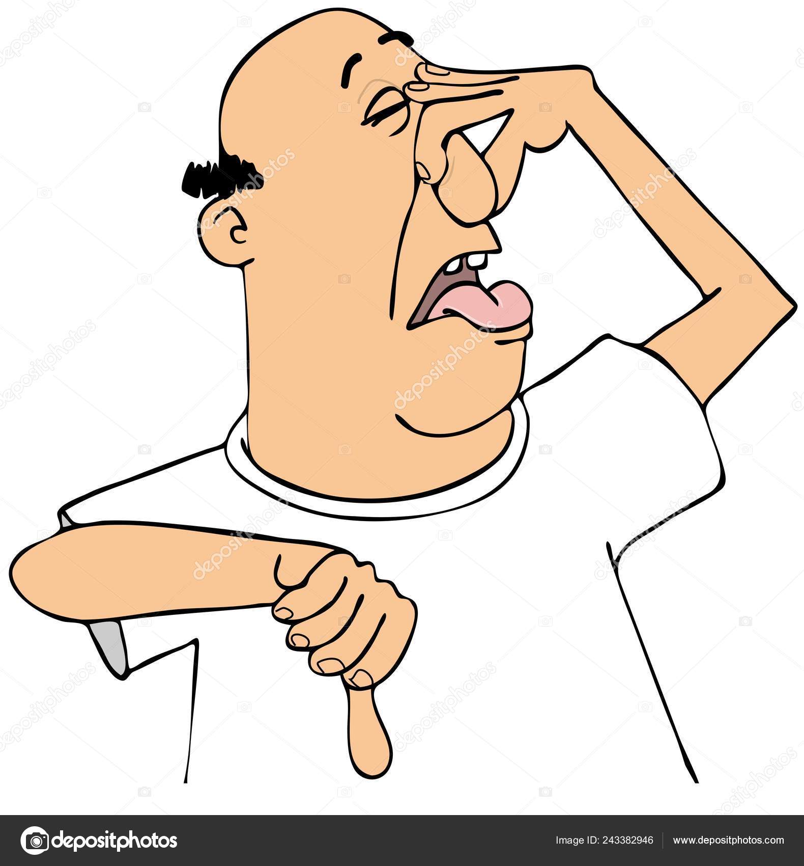 Illustration Man Wearing Shirt Holding His Nose Giving Thumbs Gesture ...