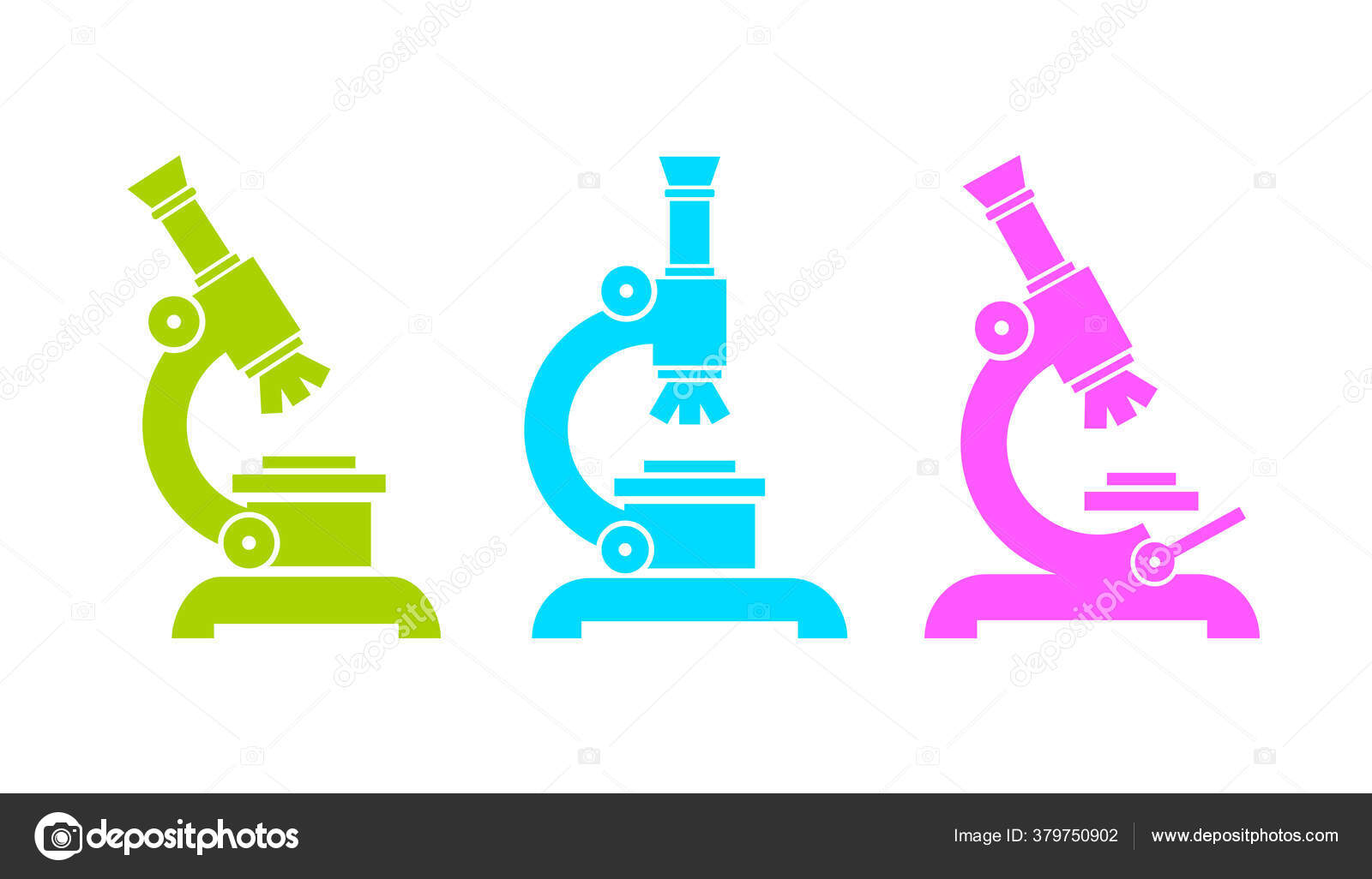 Microscope Vector Pictogram Set Illustration Isolated White Background ...