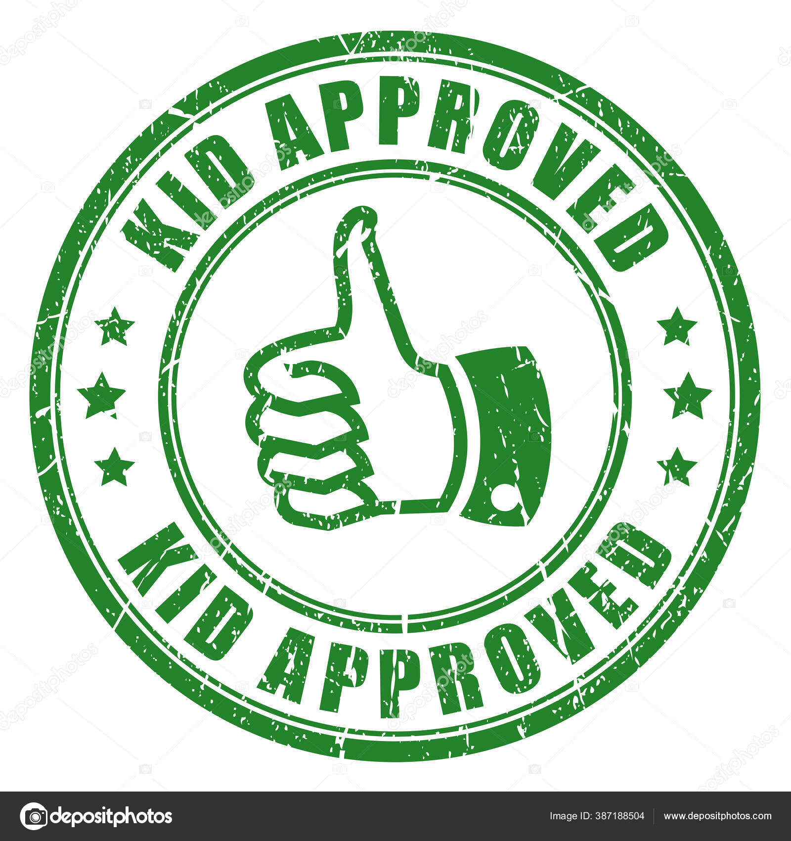 Kid Approved Green Stamp Isolated White Background Stock Vector by ...