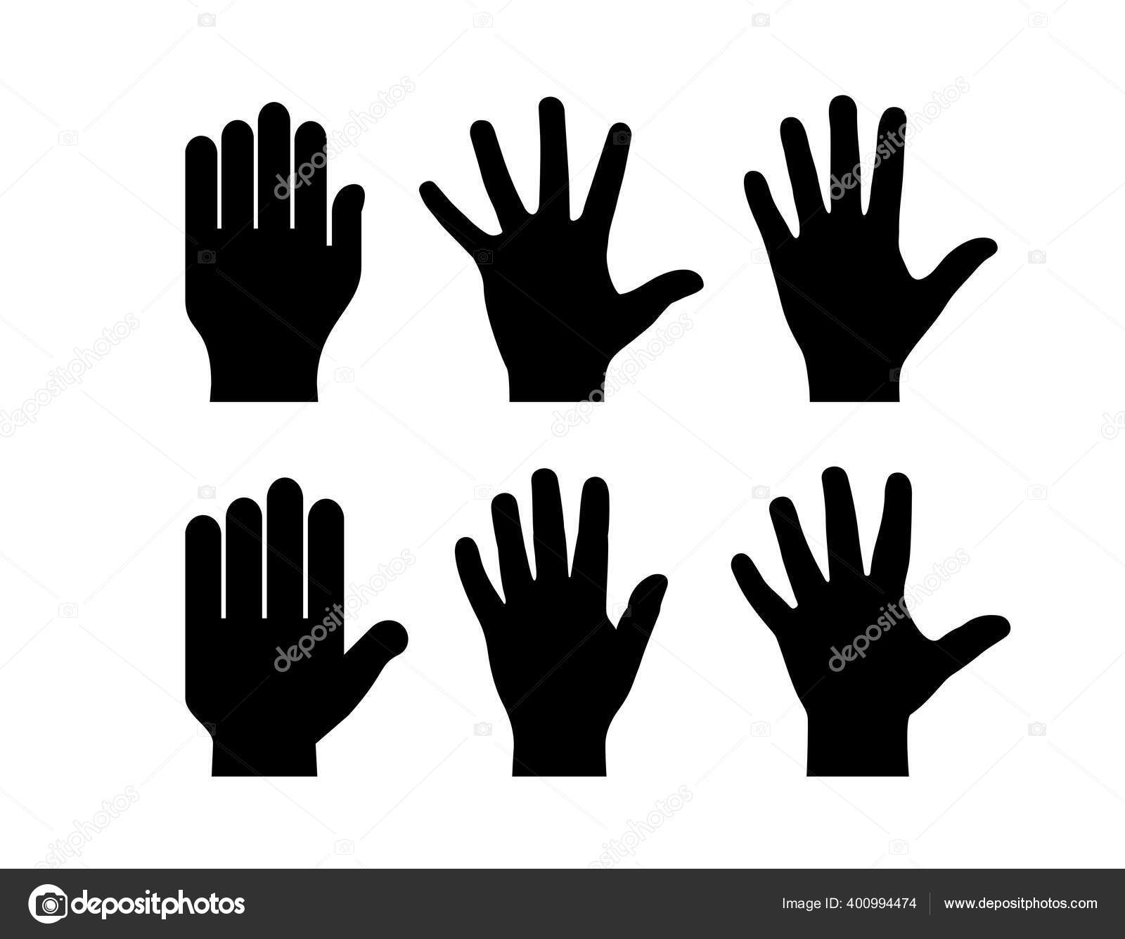 Human Hand Palm Vector Silhouette Icon Set Isolated White Background ...