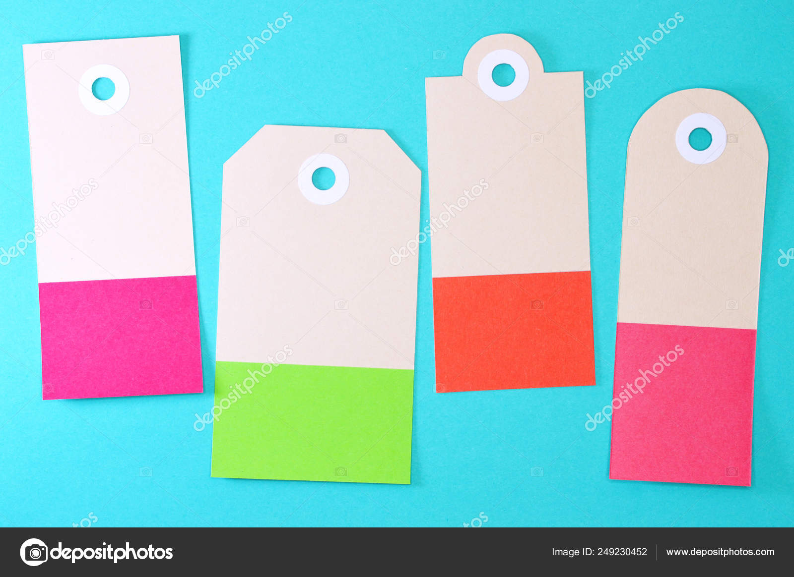 Rectangle paper tags on blue background horizontal template — Stock ...