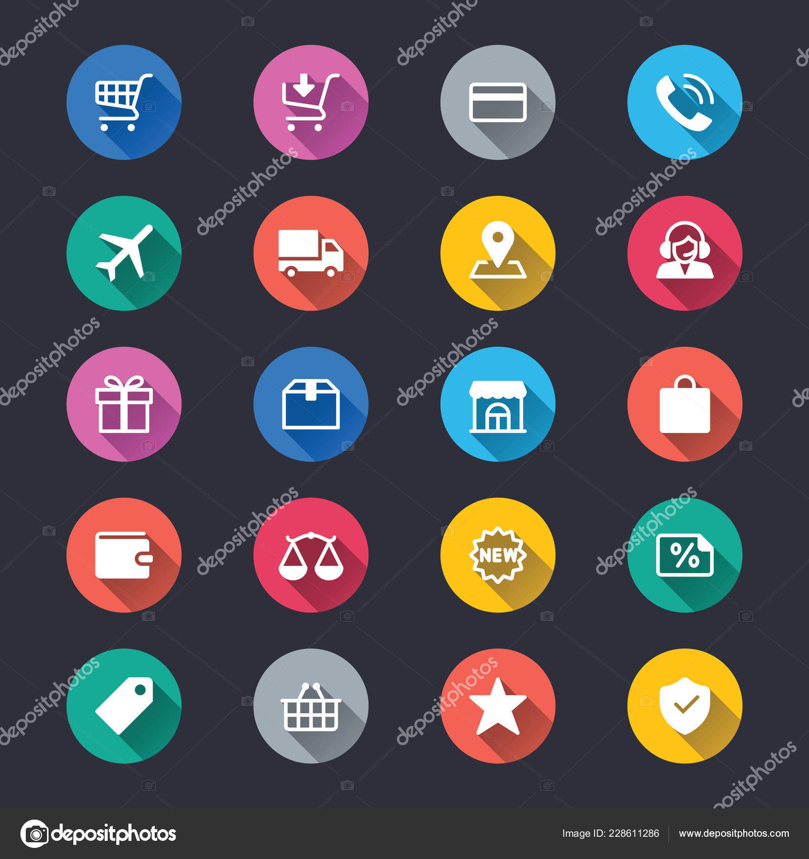 Commerce Simple Color Icons Stock Vector Image by ©peacefully7 #228611286