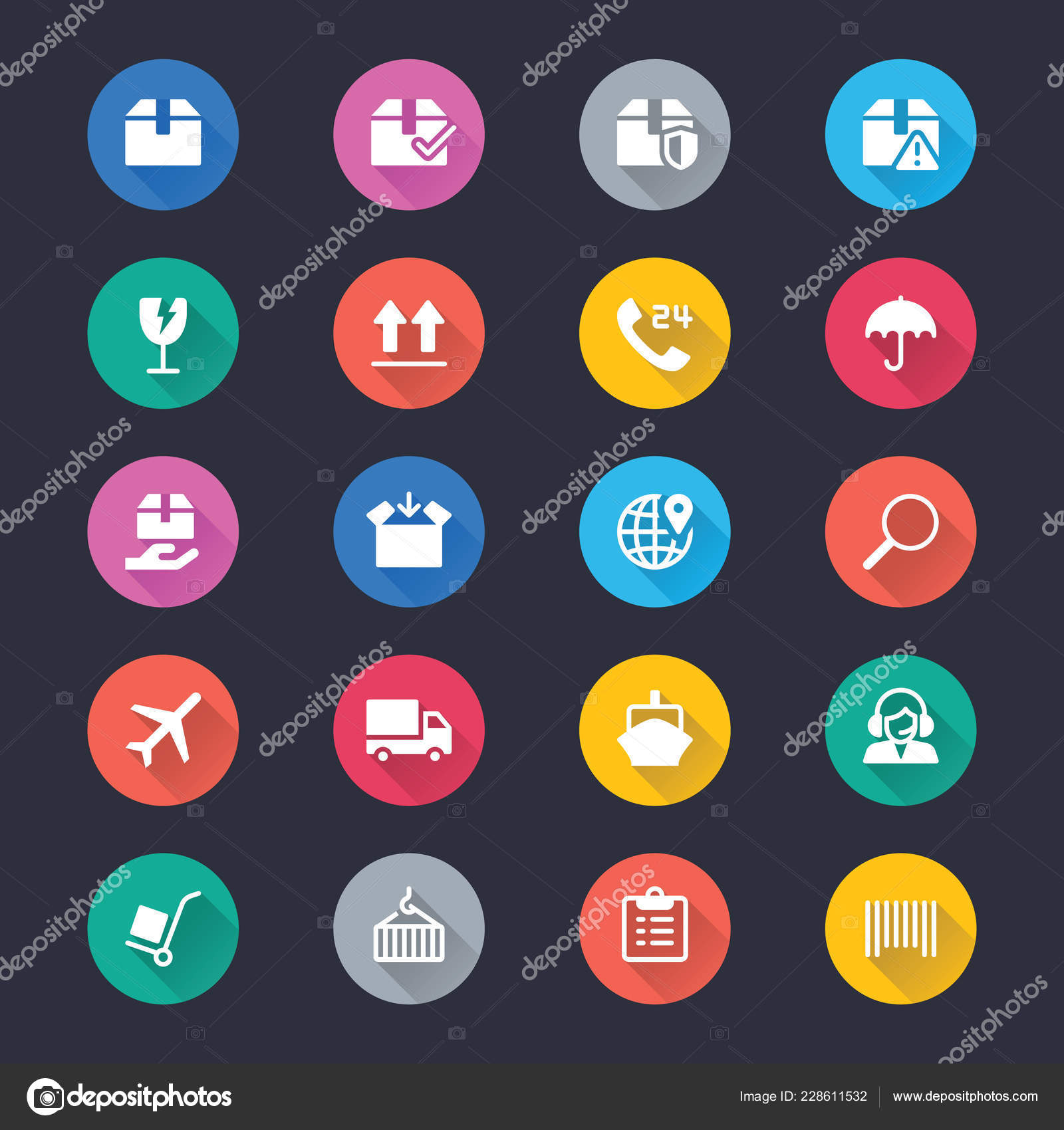 Logistics Shipping Simple Color Icons Stock Vector Image by ...