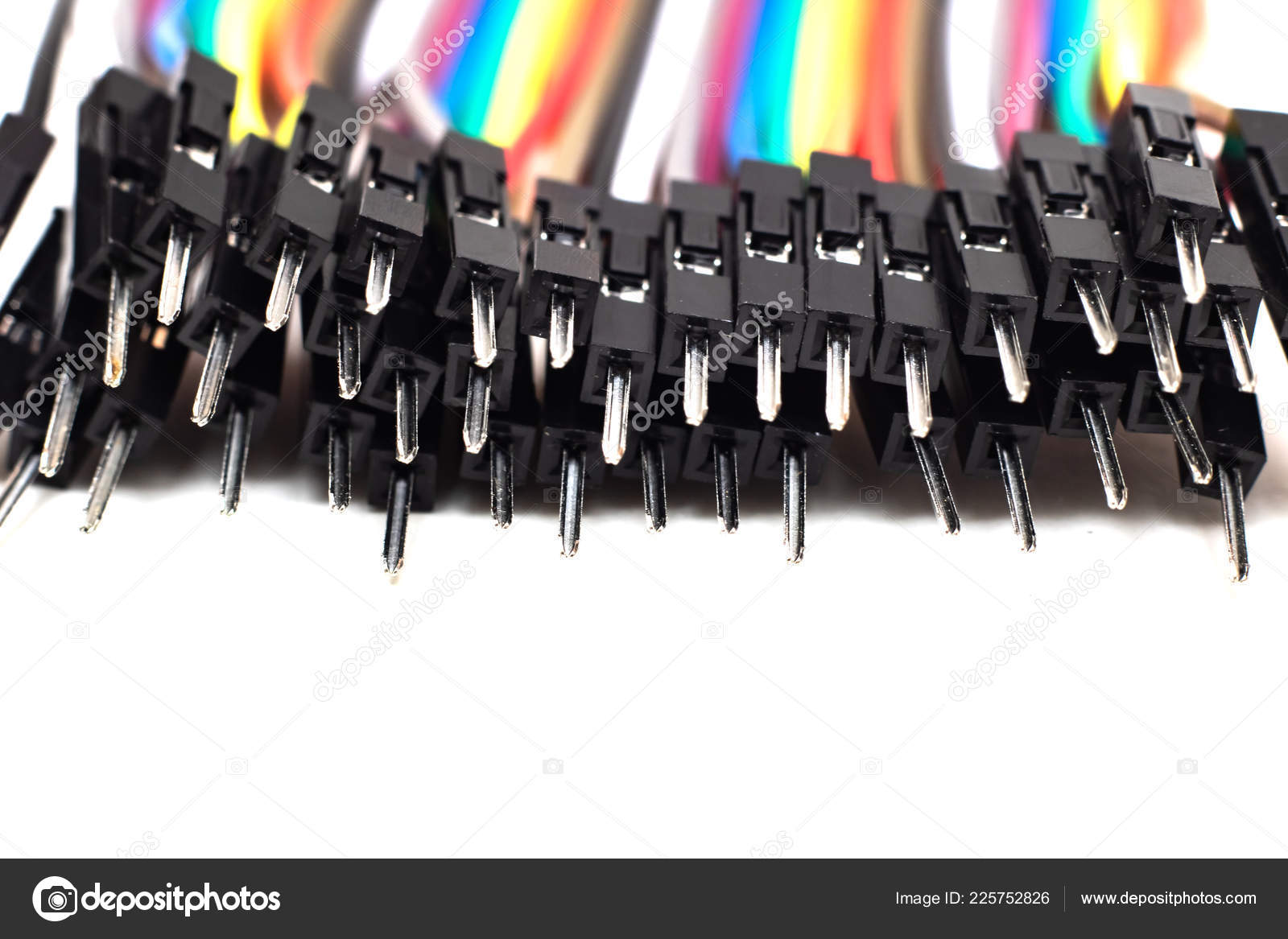 Thin Multi Colored Wires Connectors Arduino Wire White Background Stock ...